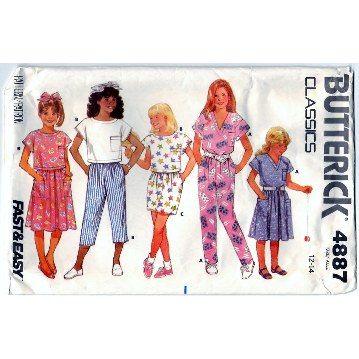 Butterick 4887 Classics Pattern Childrens Vintage Girls Top, Pants, Sh ...