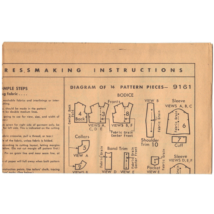 Butterick 9161 Pattern Vintage Girls Shirtwaist - Tailored – SharPharMade