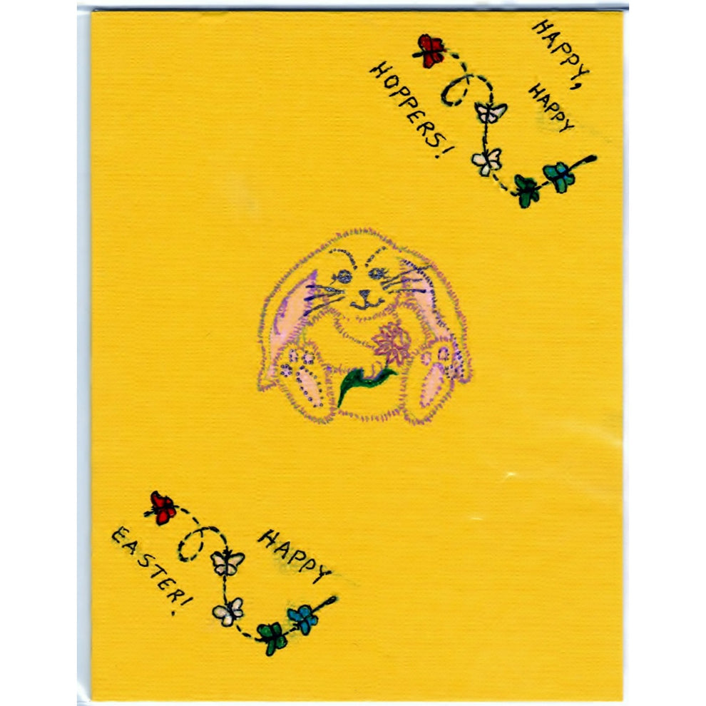Easter Handmade Rabbit Holding Daisy Good Greeting Supply Card CLEARAN ...