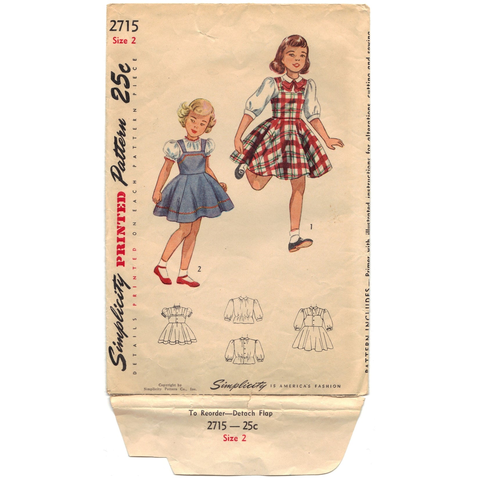Simplicity 2715 Pattern Vintage Child Jumper and Blouse – SharPharMade