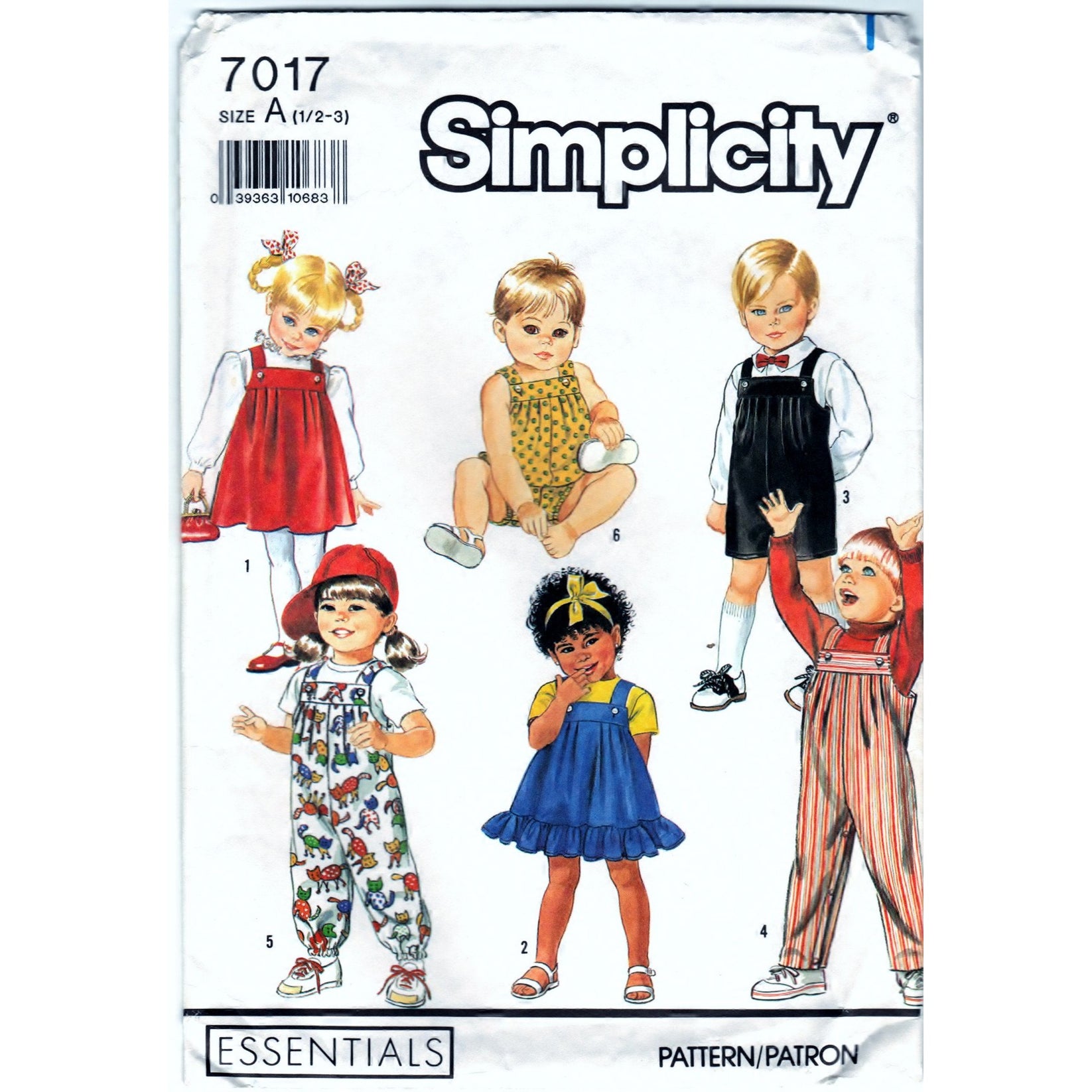 Simplicity 7017 Pattern Vintage Toddler Overalls, Sundress, Jumper, An ...