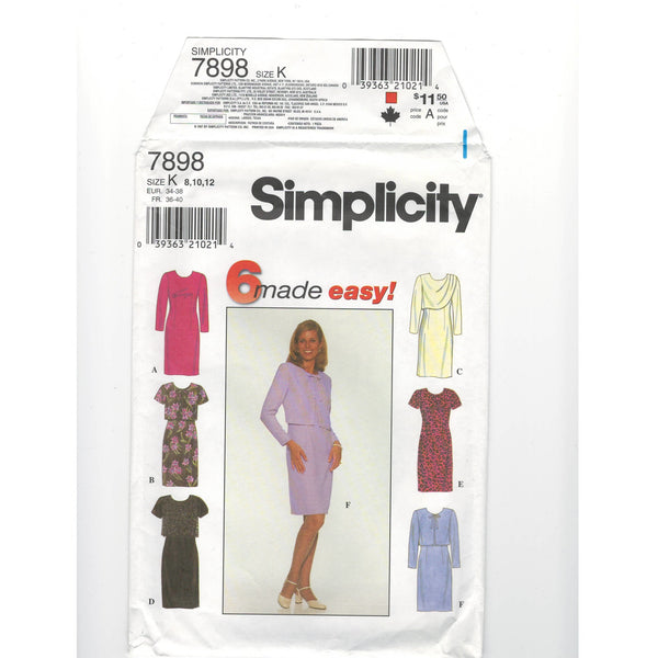 Simplicity 7898 Pattern Vintage Misses Miss Petite Dress – SharPharMade
