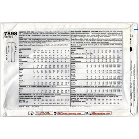 Simplicity 7898 Pattern Vintage Misses Miss Petite Dress – SharPharMade
