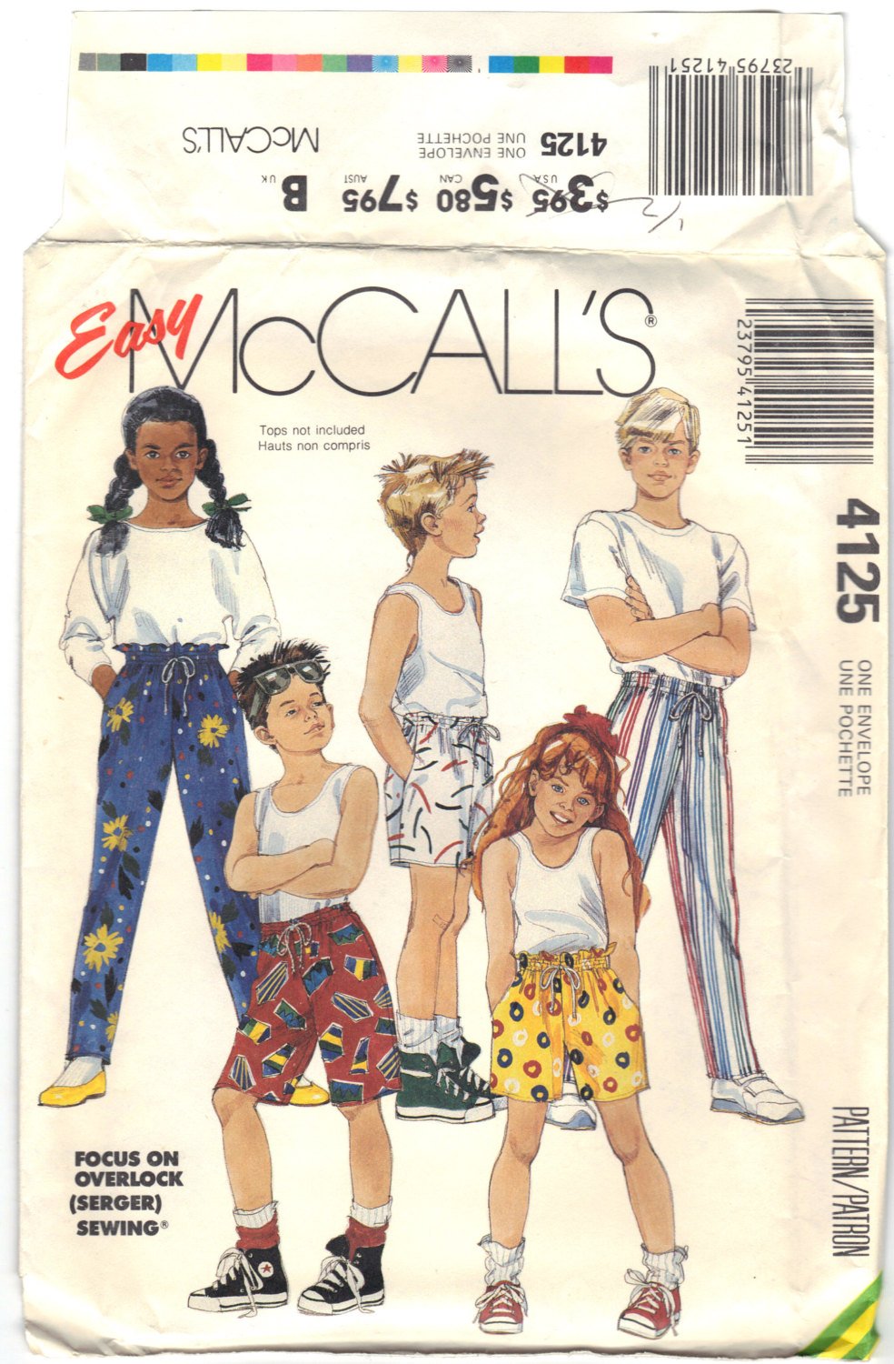 McCall's 4125 Pattern Vintage Girls' and Boys' Pants or Shorts ...