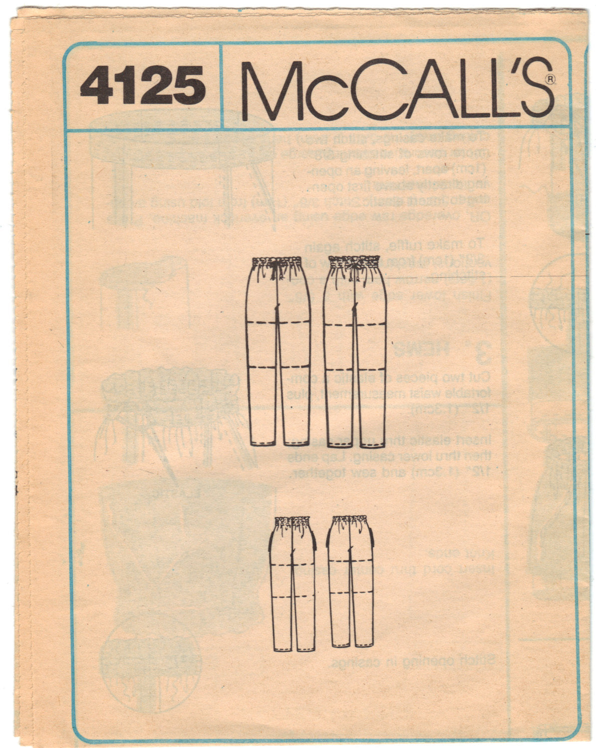 McCall's 4125 Pattern Vintage Girls' and Boys' Pants or Shorts ...